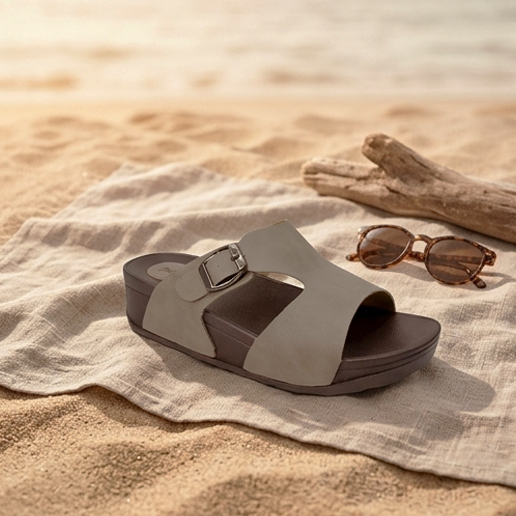 XES BSLM61302 Ladies Wedges Slip On Sandals ( Black / Taupe ) | Shopee ...