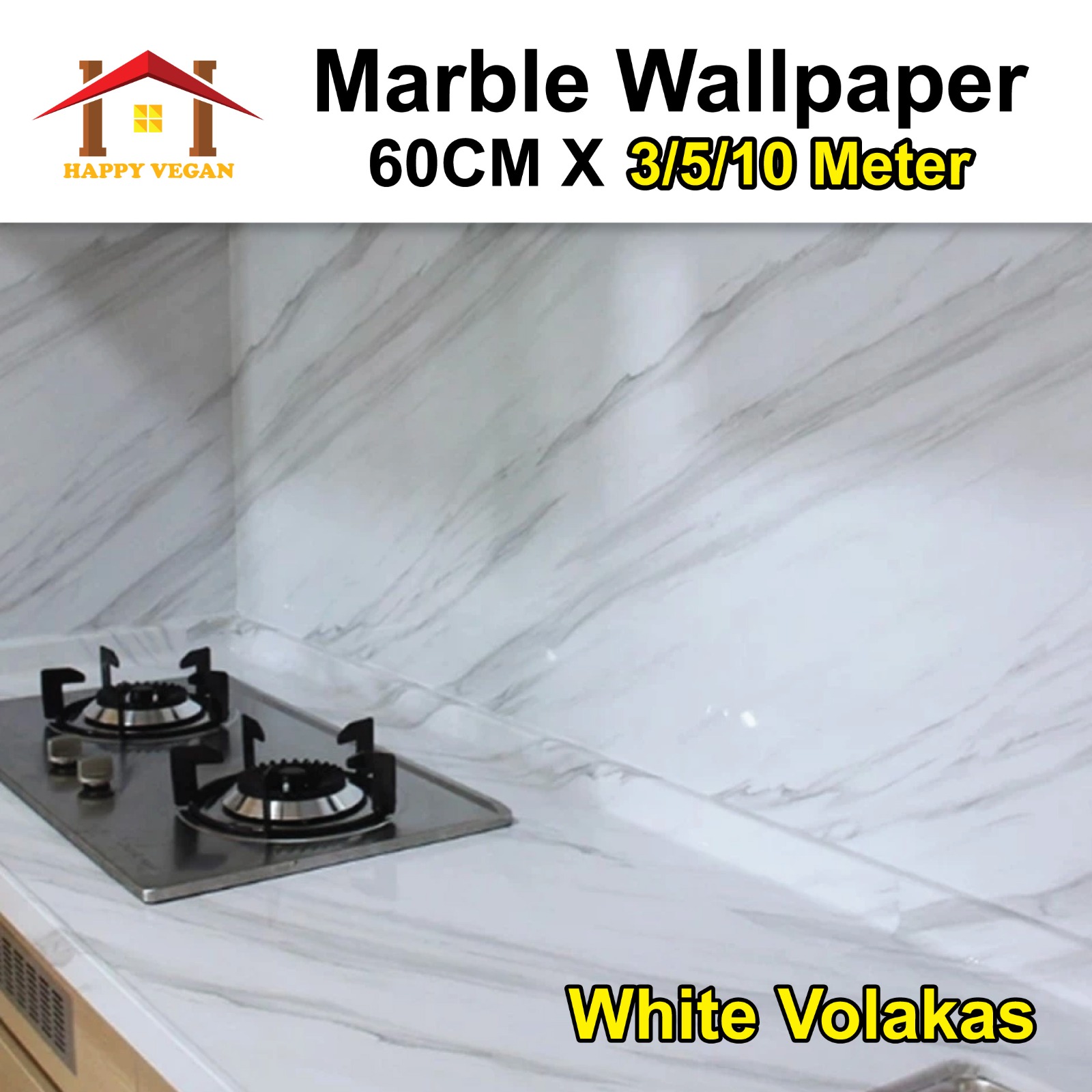 60cm Marble Wall Sticker / Kertas Dinding Marmar Waterproof Wallpaper ...