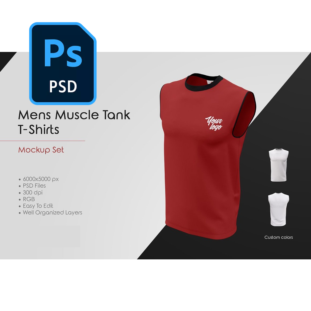 Mens Muscle Tank T-Shirts MockUp Set | Mockup Tshirt High Quality ...