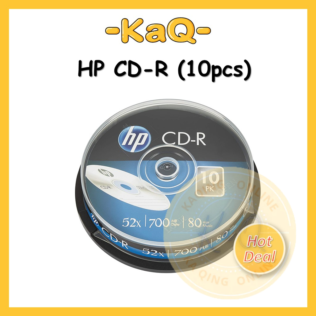 HP CD-R CDR CD Disc 10pcs Cake Box ( 52 X 700MB, 80 Mins ) | Shopee ...