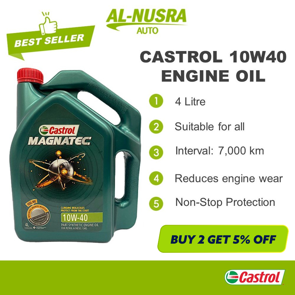 CASTROL MAGNATEC 10W40 ENGINE OIL 4L MINYAK HITAM SEMI SYNTHETIC 10W-40 ...