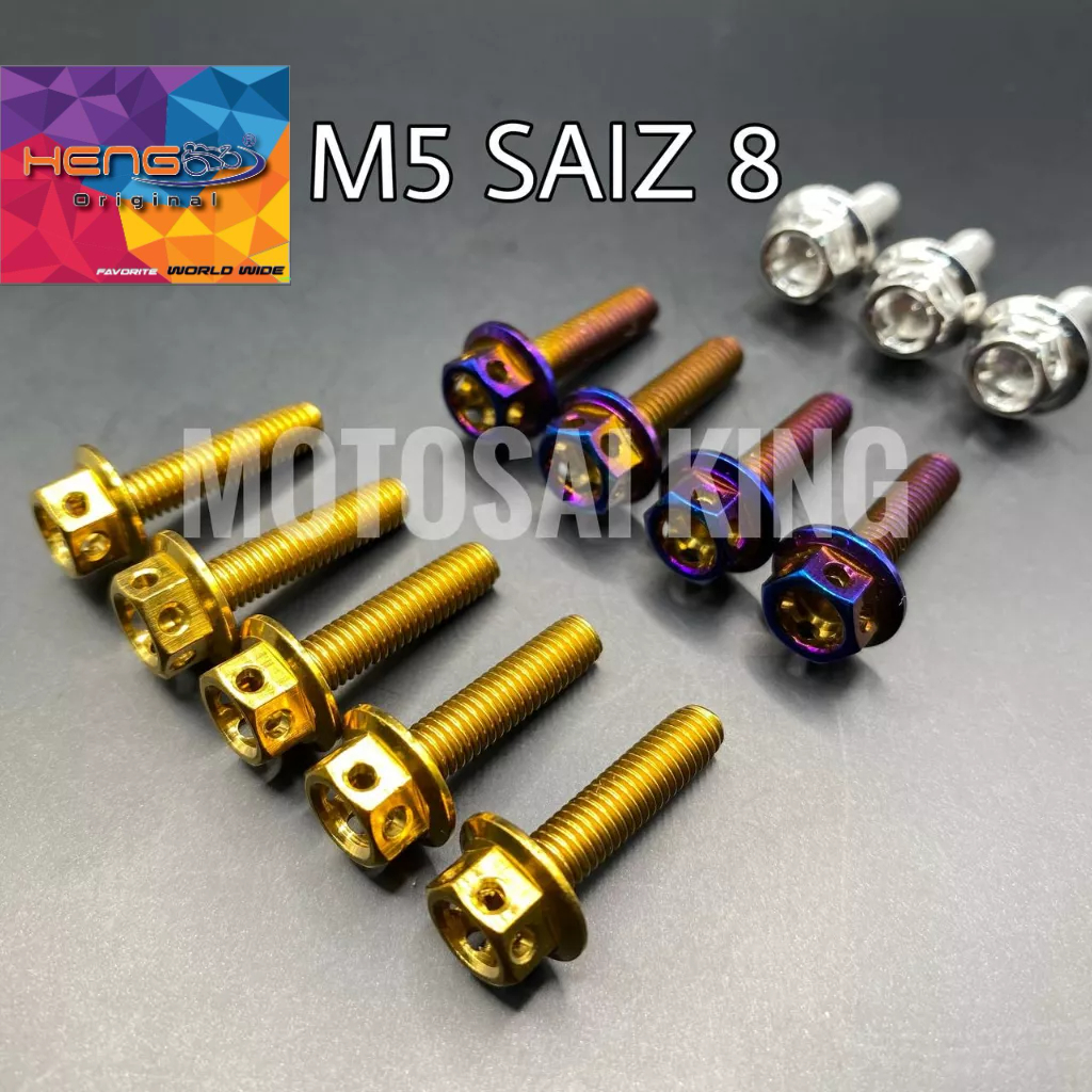 🇹🇭🔥 1pcs SKRU M5 SAIZ 8 CHROME GOLD TITANIUM 🇹🇭🔥 SKRU UNIVERSAL WARNA ...