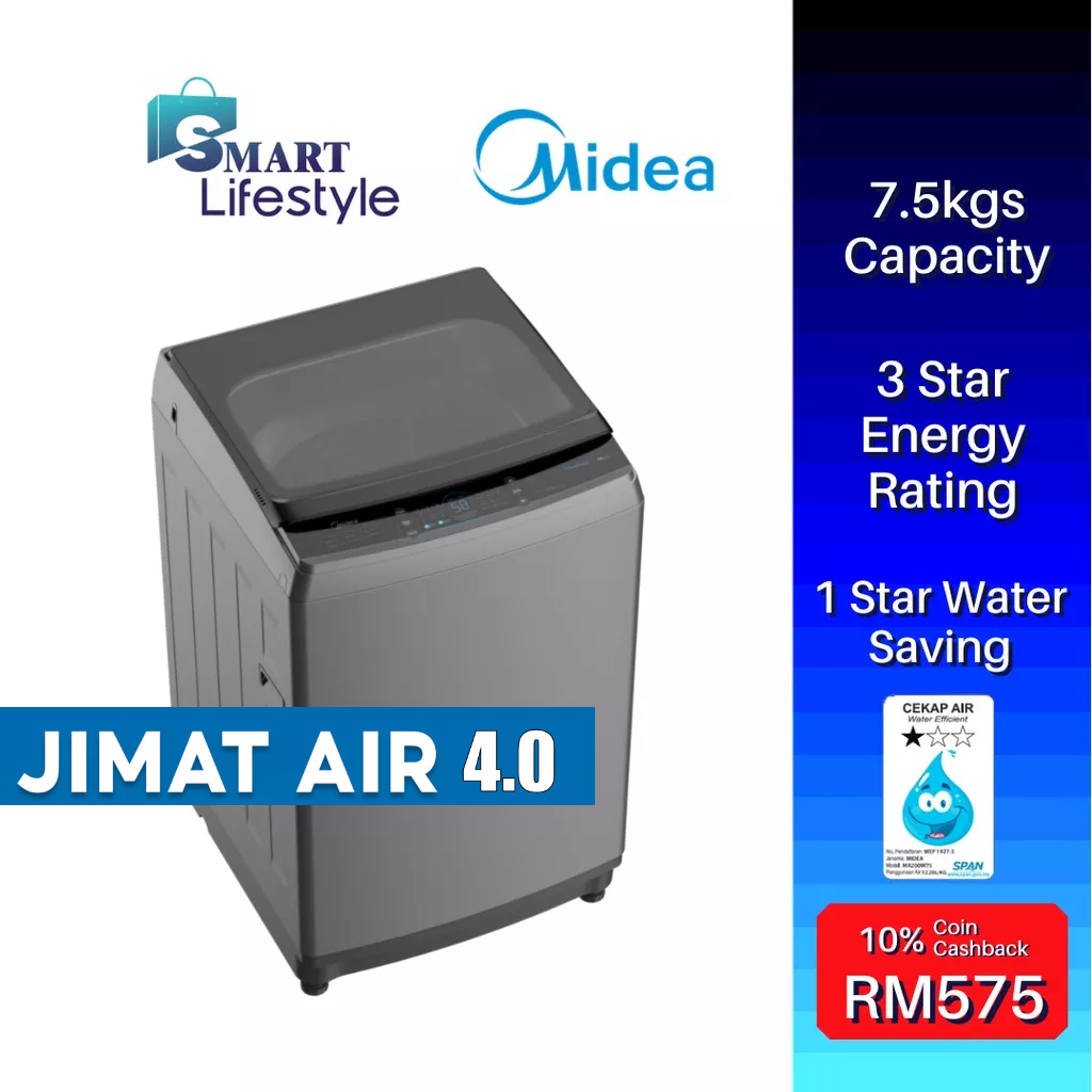 Midea Top Load Fully Auto Washing Machine W75 (7.5kg)/ W85 (8.5kg)/ W95 ...
