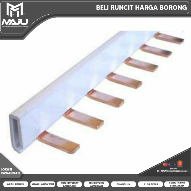 MCB COPPER BUSBAR 1 POLE WITH PLASTIC INSULATED / MCB BUSBAR / COPPER ...