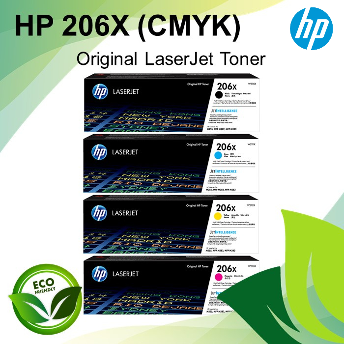 HP 206X Black, Cyan, Magenta, Yellow Original LaserJet Toner Cartridge ...