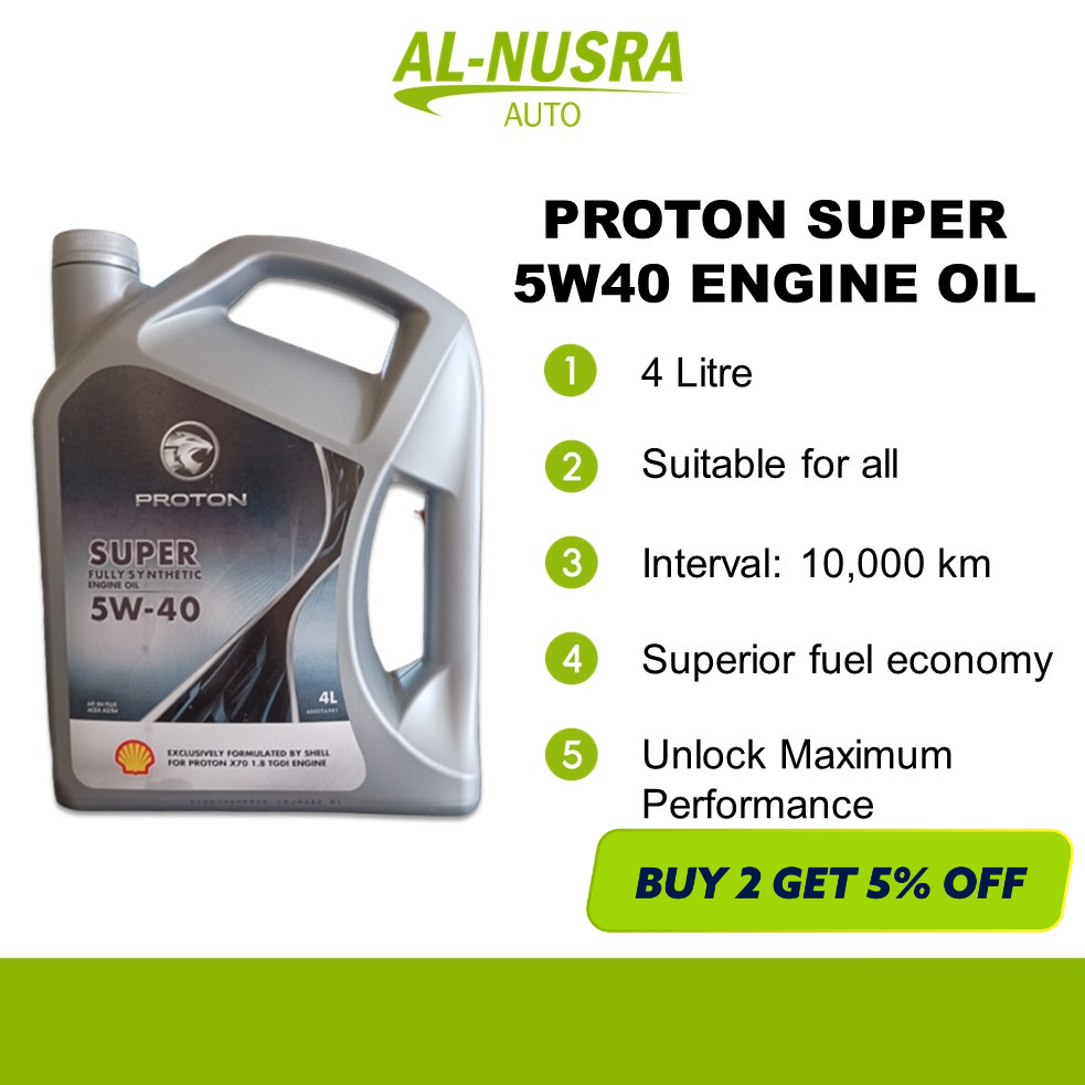 PROTON SUPER FULLY SYNTHETIC ENGINE OIL 5W40 MINYAK HITAM 5W-40 MINYAK ...