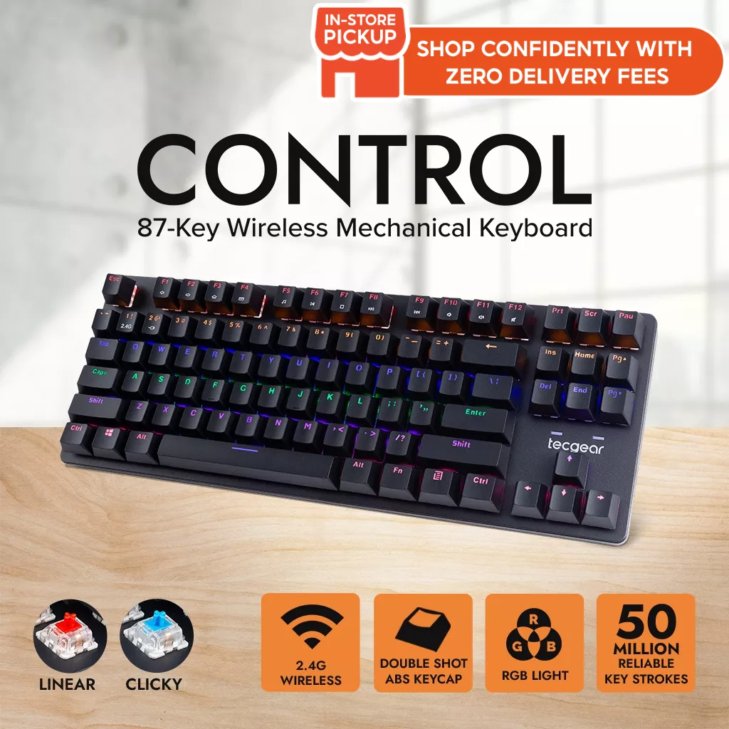 # Tecgear Control 87 - Tenkeyless Wireless RGB Mechanical Keyboard ...