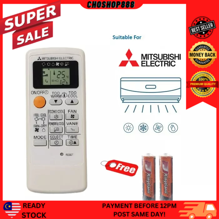 Mitsubishi Aircond Remote Control Replacement MP04B MP02B KFR-36G/H MSH-CB12VD KF-23G (Black ...