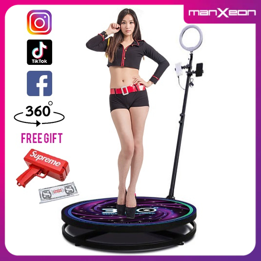 360 Photo Booth Rotating Turntable Camera Metal Spinning Platform for Party, Wedding, Cosplay ...