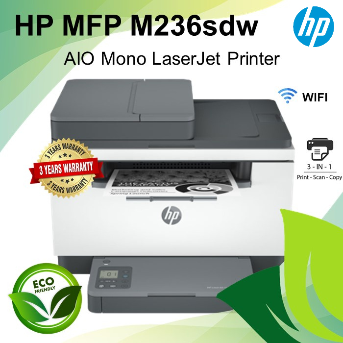 HP LaserJet MFP M236sdw All-in-One (Print, Copy, Scan) Wireless Mono ...