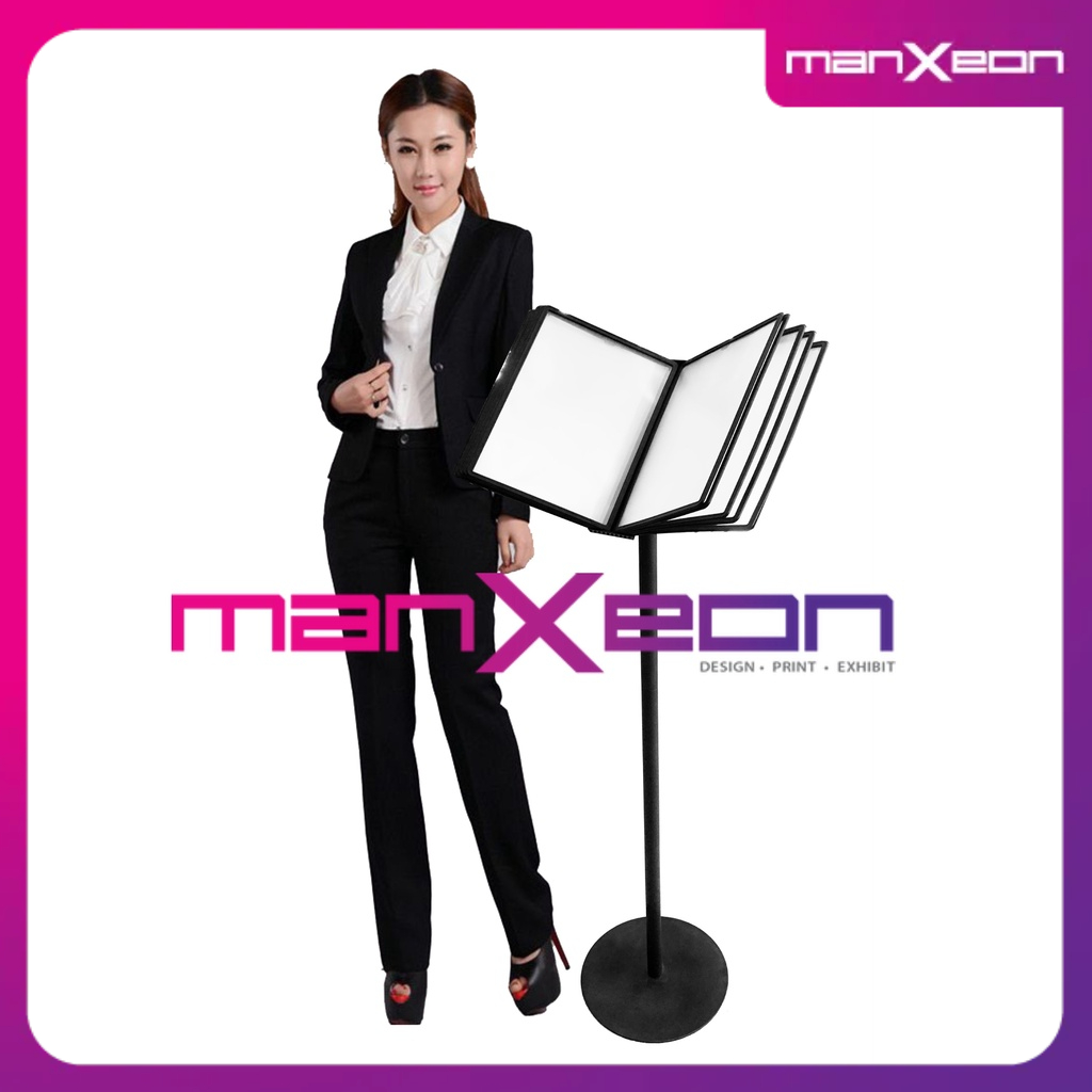 Flip Menu Book Stand Browser Poster Portable Stand 10 Slots Display 20 ...