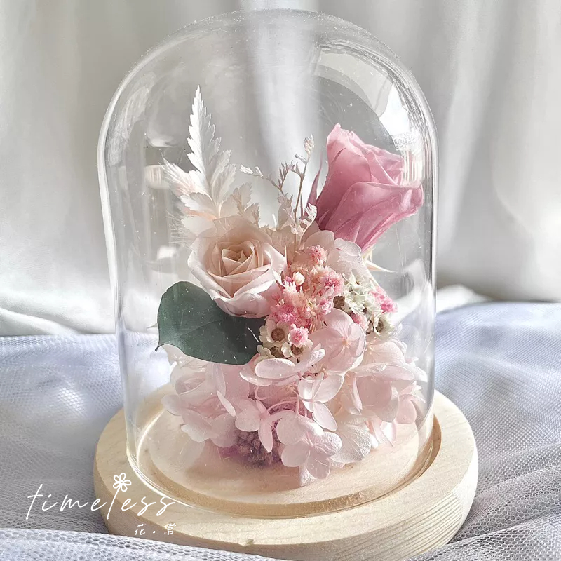 Preserved Flower LED Bell Jar Glass Dome 永生花玻璃罩 Gift for girl 女生礼物 ...