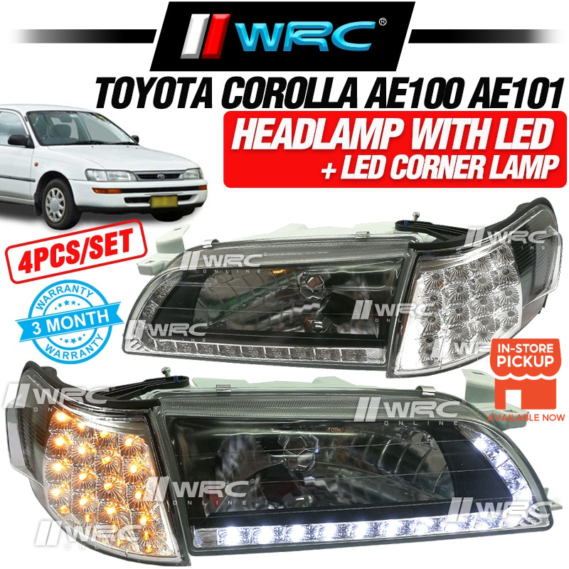 Toyota Corolla AE100 AE101 Crystal Glass Headlamp With Led + Led Corner ...