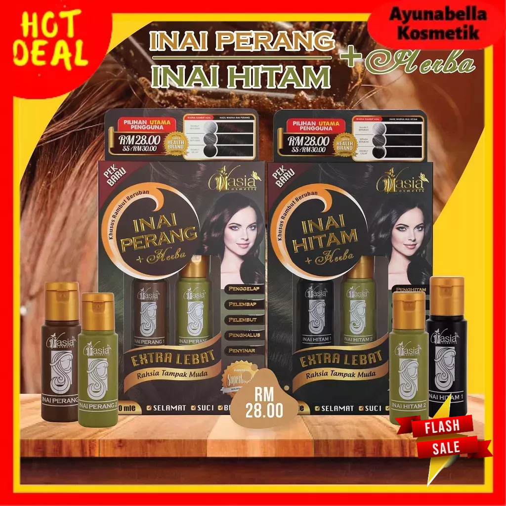 Vasia Set Inai + Herba Pewarna Rambut Hair Coloring Original HQ ...