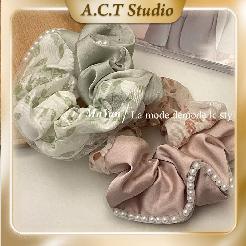 ACT STUDIO Silk Scrunchie Pearl Hair Tie Sutera Getah Rambut Mutiara ...