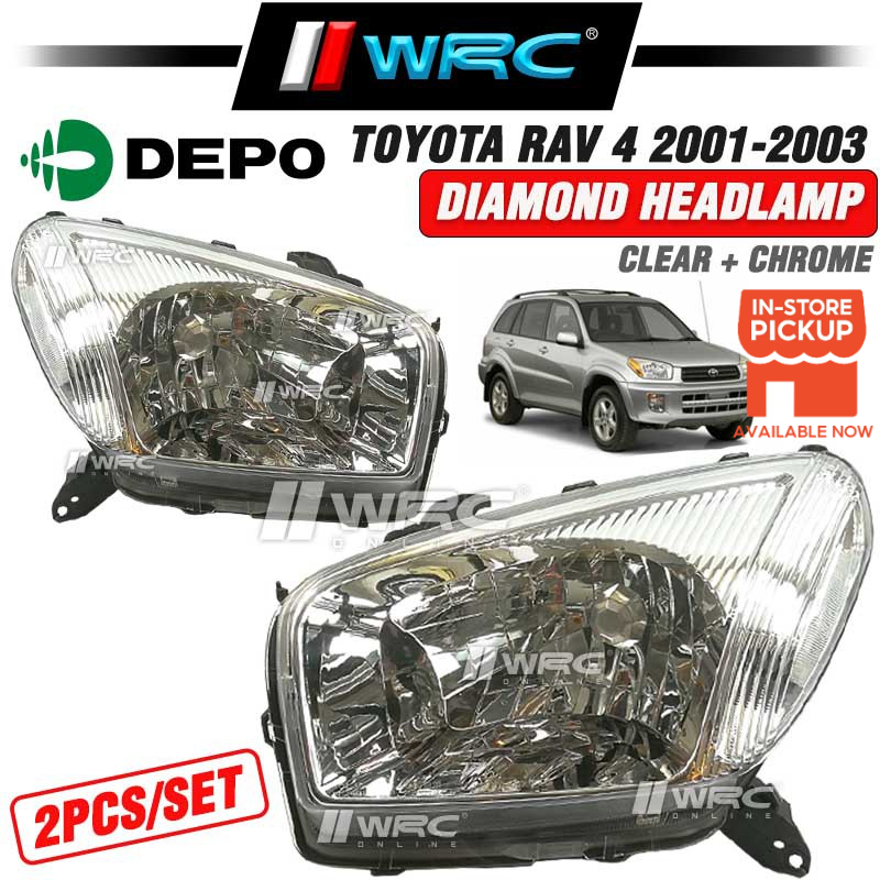 Depo Toyota Rav 4 2001 - 2003 Diamond Headlamp ( Clear + Chrome ...