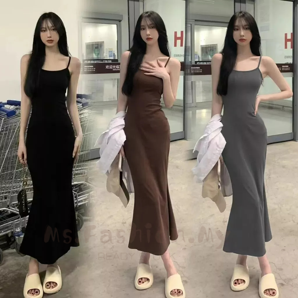 🌸Ready Stock🌸S-XXL Women Sexy Bodycon Dress Suspender Sling Dress Solid ...