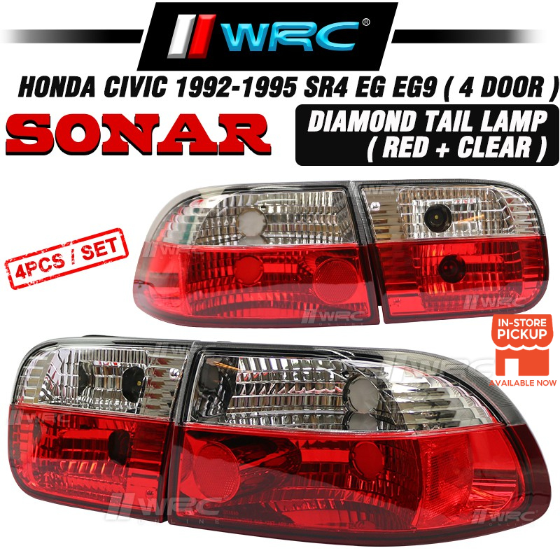 Sonar Honda Civic 1992 - 1995 SR4 EG6 EG EG9 Diamond Tail Lamp ( Red + Clear ) | Shopee Malaysia