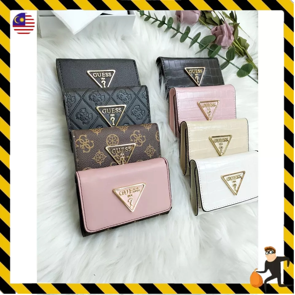 Guess Trifold Purse Printed Women Short Handbag Wallet(GIFT BOX+DUSTBAG ...
