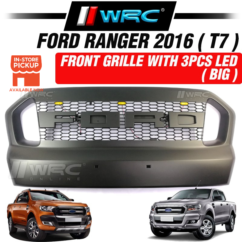 Ford Ranger 2016 ( T7 ) Front Grille With 3pcs LED ( Big ) ( Black ...
