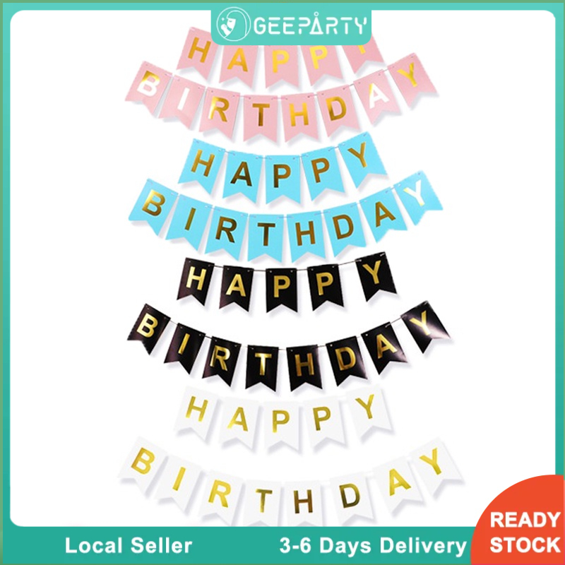 GeeParty 12*16cm Happy Birthday Fish Tails Banner Ribbon Mermaid Blue ...