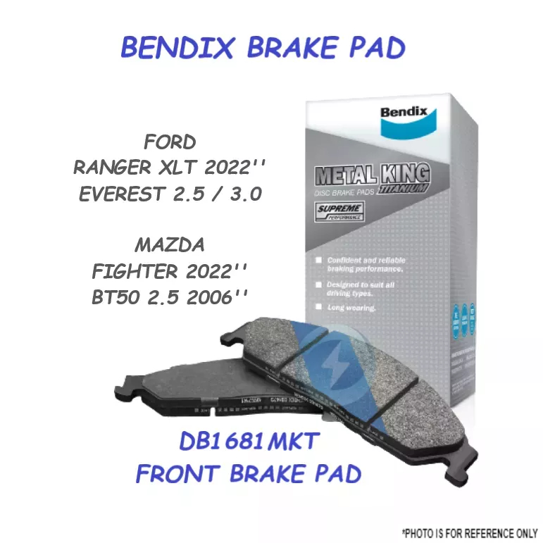ORIGINAL BENDIX FRONT BRAKE PAD DB1681MKT FORD RANGER XLT 2022'' FORD ...