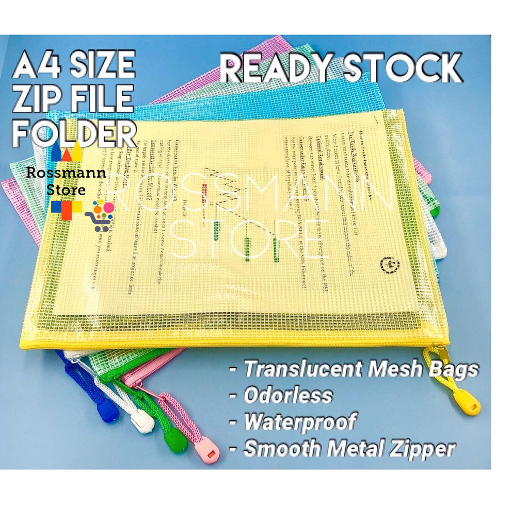 (Ready Stock) File Folders : Waterproof File Bags / Zip Folder / A4 ...