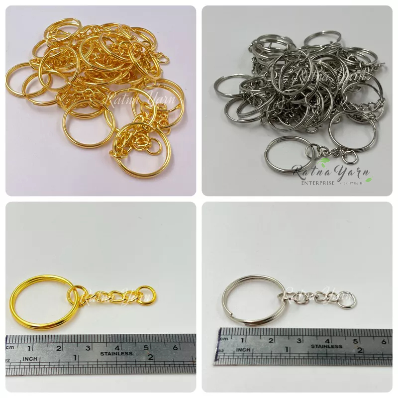 🍒RatnaYarn🍒 Rantai kunci / key chain 25mm silver gold / DIY accessories ...