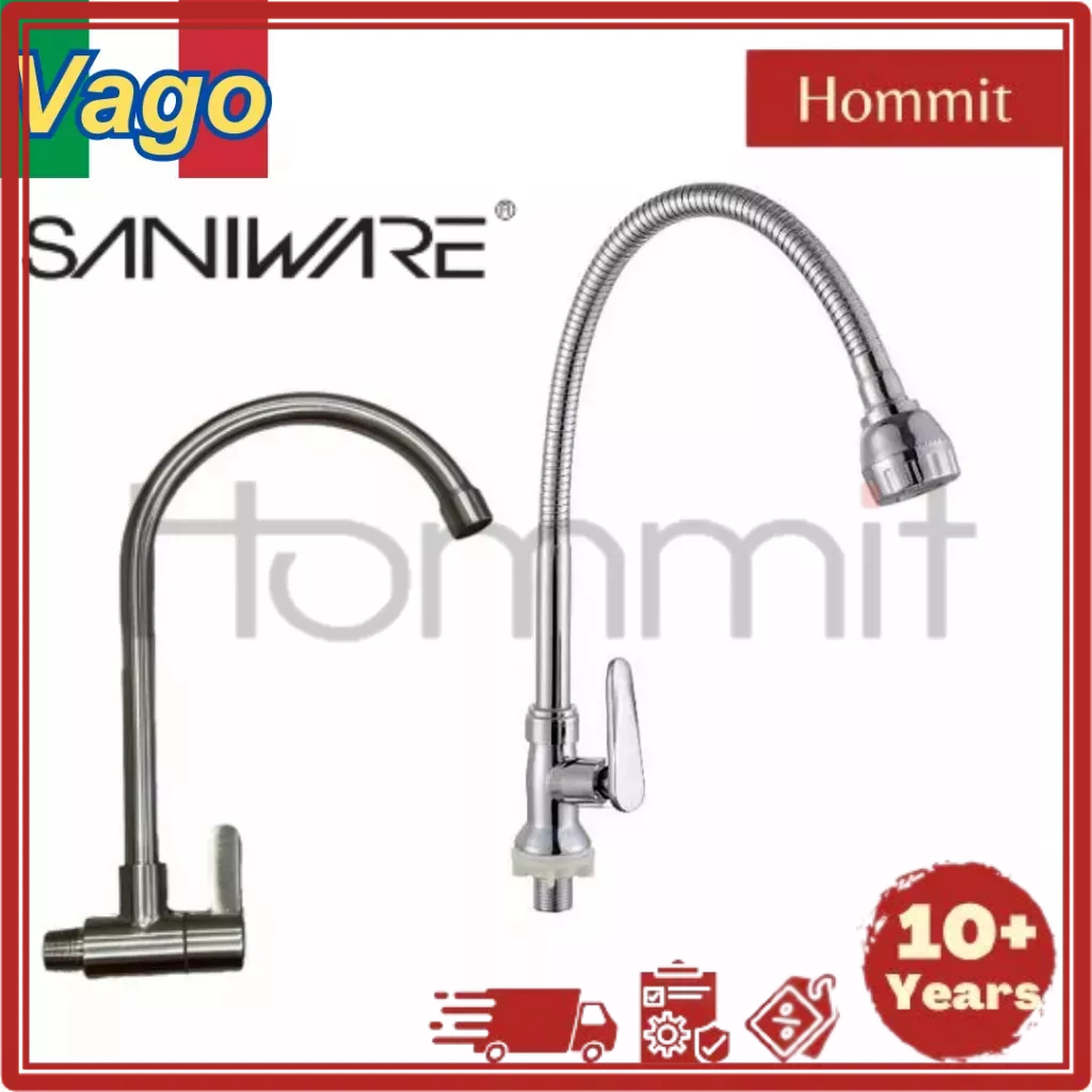 Italy Vago/Saniware Stainless Steel Kitchen Sink Tap Pillar Wall/ Paip ...
