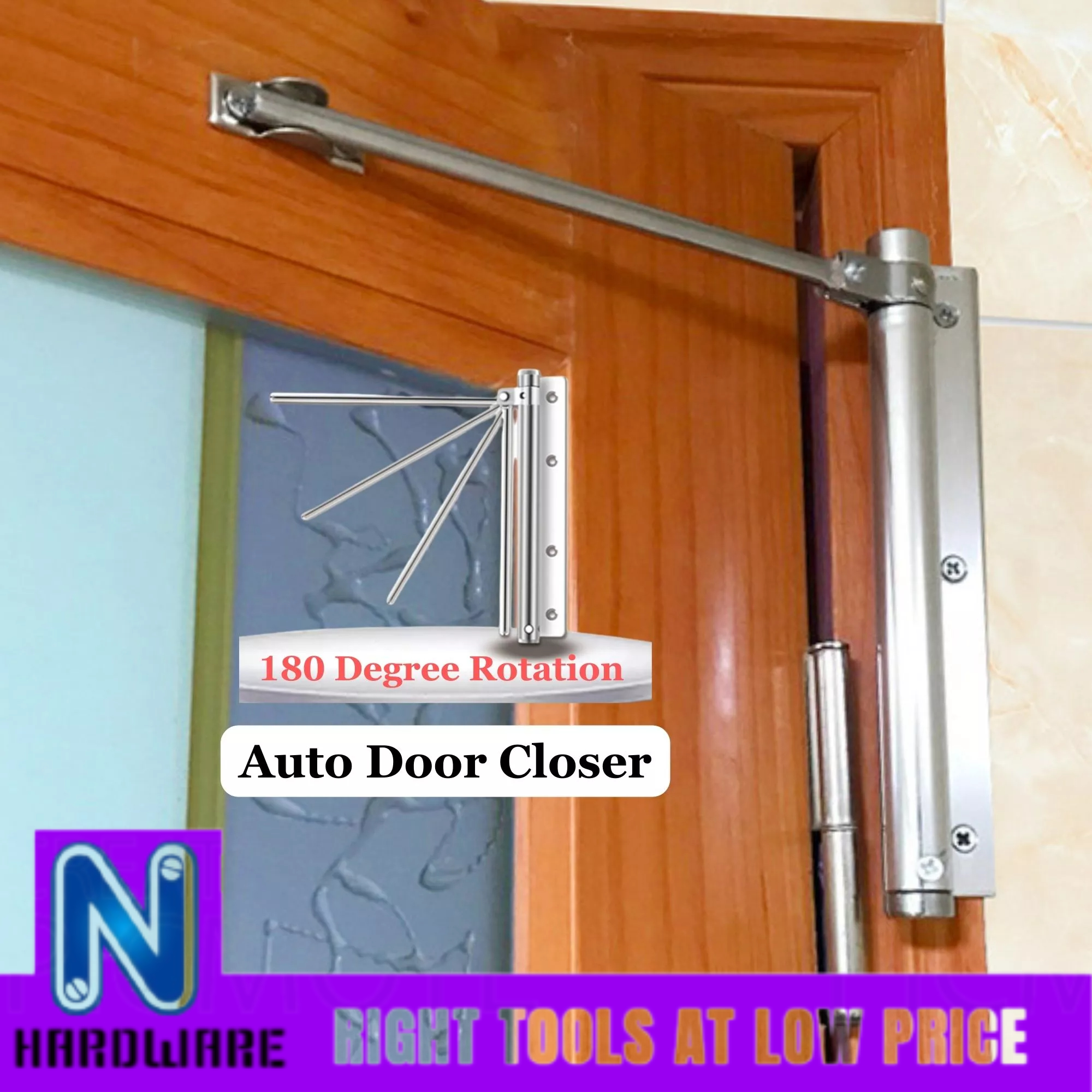 NHOME Portable Adjustable Spring Door Closer Auto Aluminum Alloy Mute ...