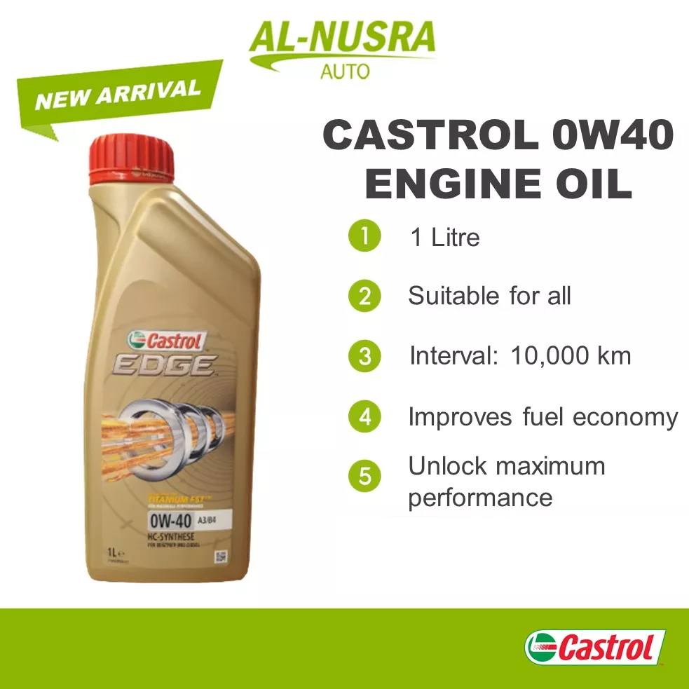 CASTROL EDGE 0W40 ENGINE OIL 1L MINYAK HITAM FULLY SYNTHETIC 0W-40 ...