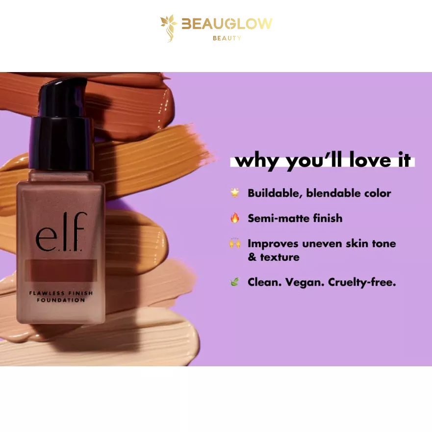 ELF Flawless Finish Foundation, Lightweight Satin Finish, Medium ...