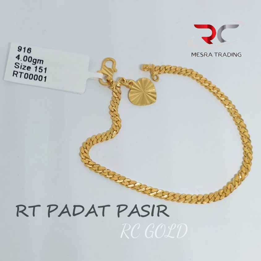 RANTAI TANGAN PADAT PASIR USED EMAS TULEN 916 GELANG TANGAN PADU USED ...