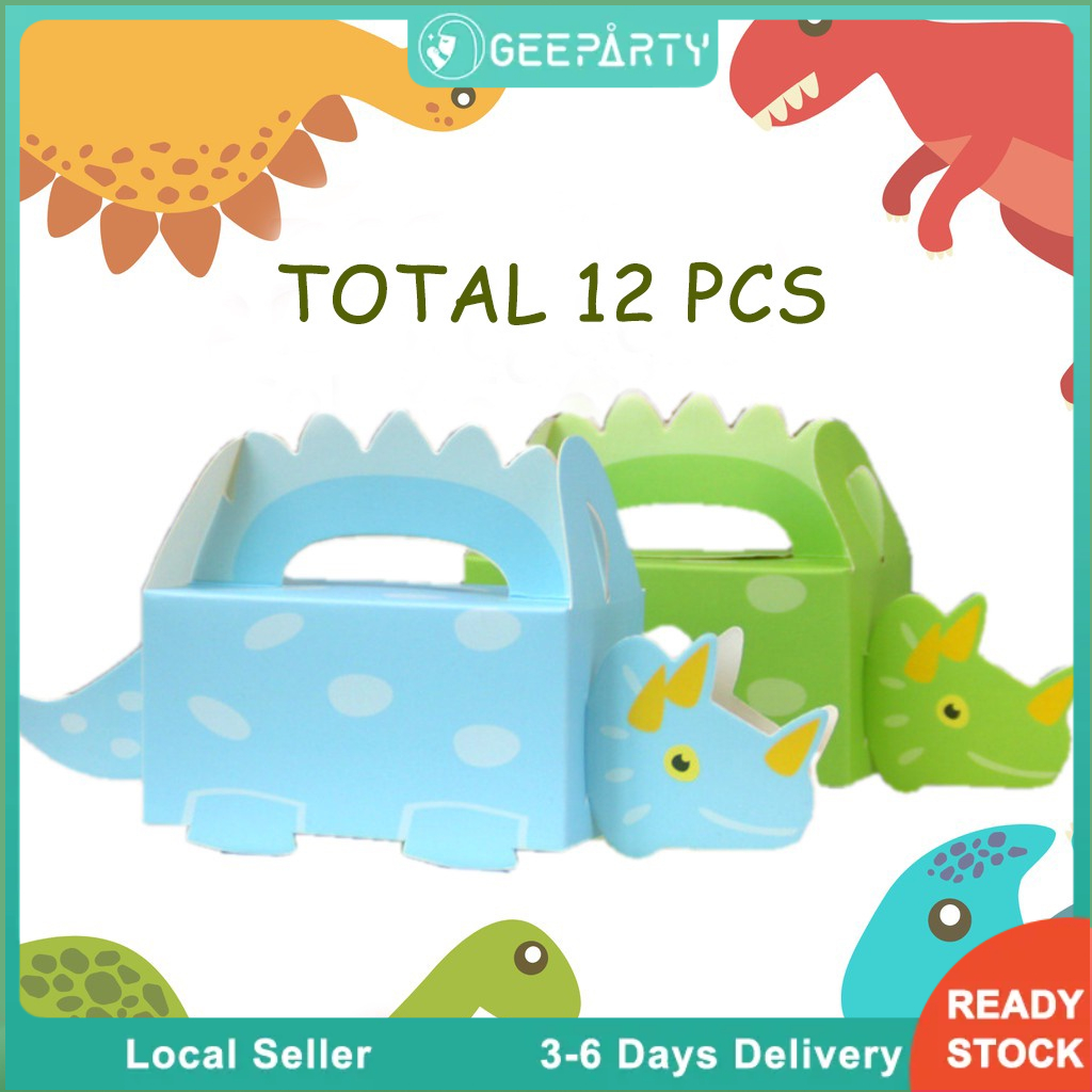 GeeParty 12 Pcs Dinosaur Candy Cookie Box Kids Birthday Party Cute Gift ...