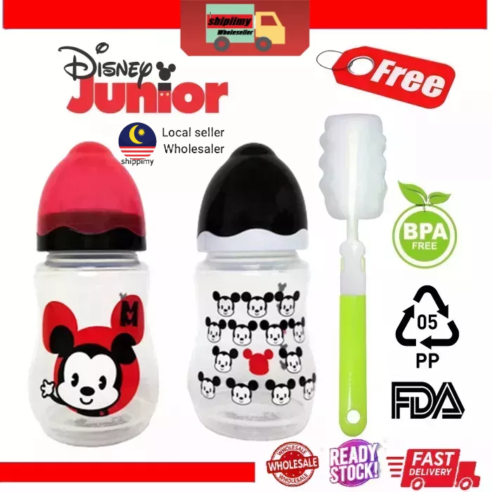 Disney Junior Baby Mickey Milk Bottle (2 bottles) 9oz Wide Neck [Twin ...