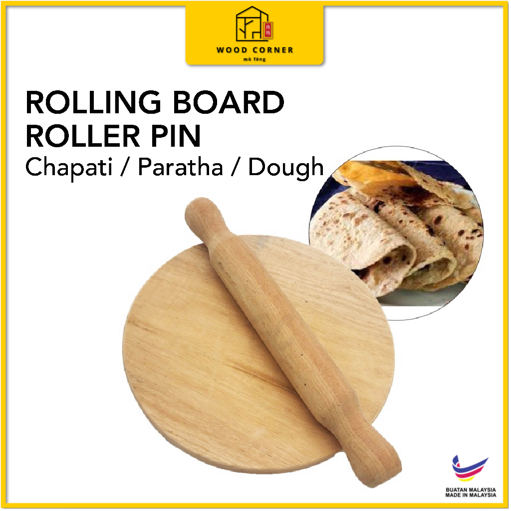 (1 Set) Papan Capati Kayu With Roller Papan Chapati / Local Made Capati ...