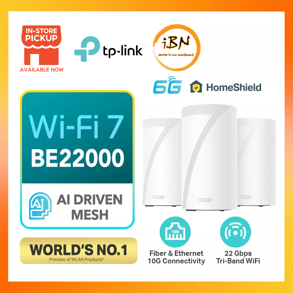 TP-LINK BE22000 WiFi 7 Tri-Band Multi-Gigabit Mesh Wifi Router With ...