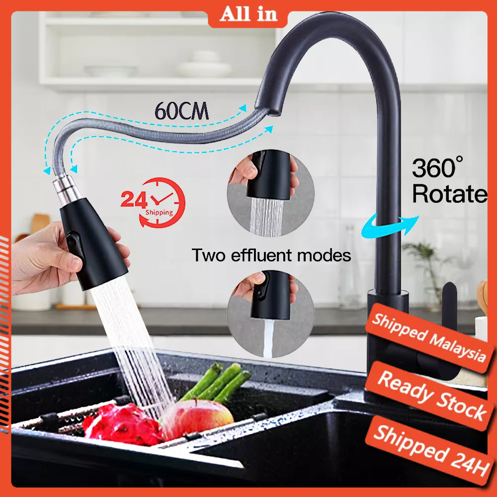 Faucet Kitchen Basin Tap Stainless Steel Mixing Taps 360° Rotation ...
