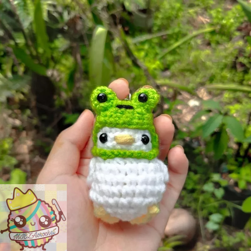 duck with frog hat keychains plushie crochet pendant | Shopee Malaysia