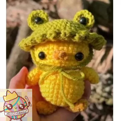 duck with frog hat cute keychains handmade crochet amigurumi plushie ...