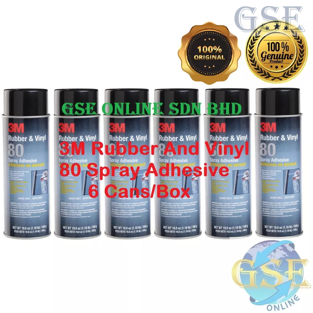 3M Rubber And Vinyl 80 Spray Adhesive, 19oz (540g), 6 Cans/box | Shopee Malaysia