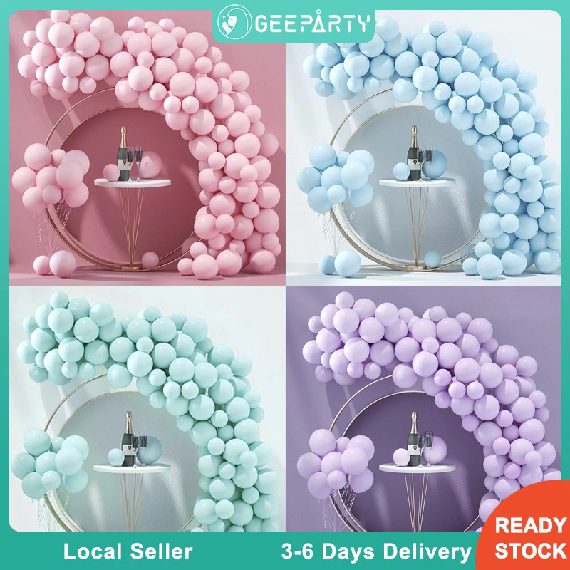 GeeParty 50 Pcs 10 Inch Thick Macaron Color Balloon Latex Round Helium ...