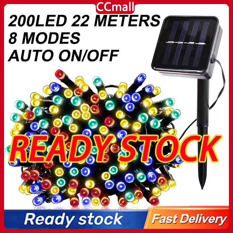 COD 200 LED 22M Solar String Lights Remote Control Waterproof LED Flash ...