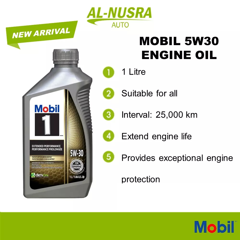 MOBIL 1 5W30 ENGINE OIL 1L MINYAK HITAM 5W-30 MINYAK ENJIN | Shopee ...