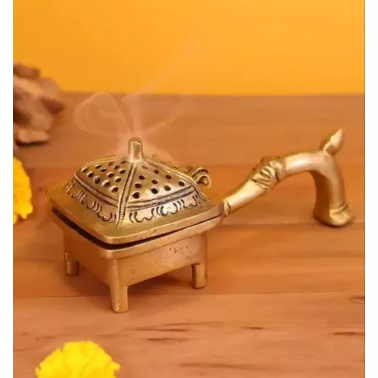 Brass sambrani stand / Incense Burner Dhoop Dani Stand With Handle- 15 ...