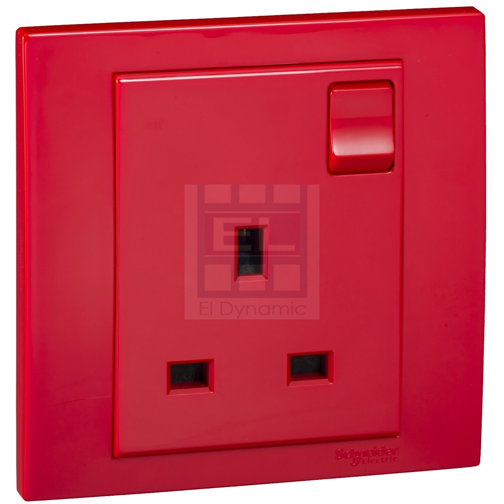 SCHNEIDER Vivace 13A Switch Socket Outlet Red KB15_RD_G11 | Shopee Malaysia
