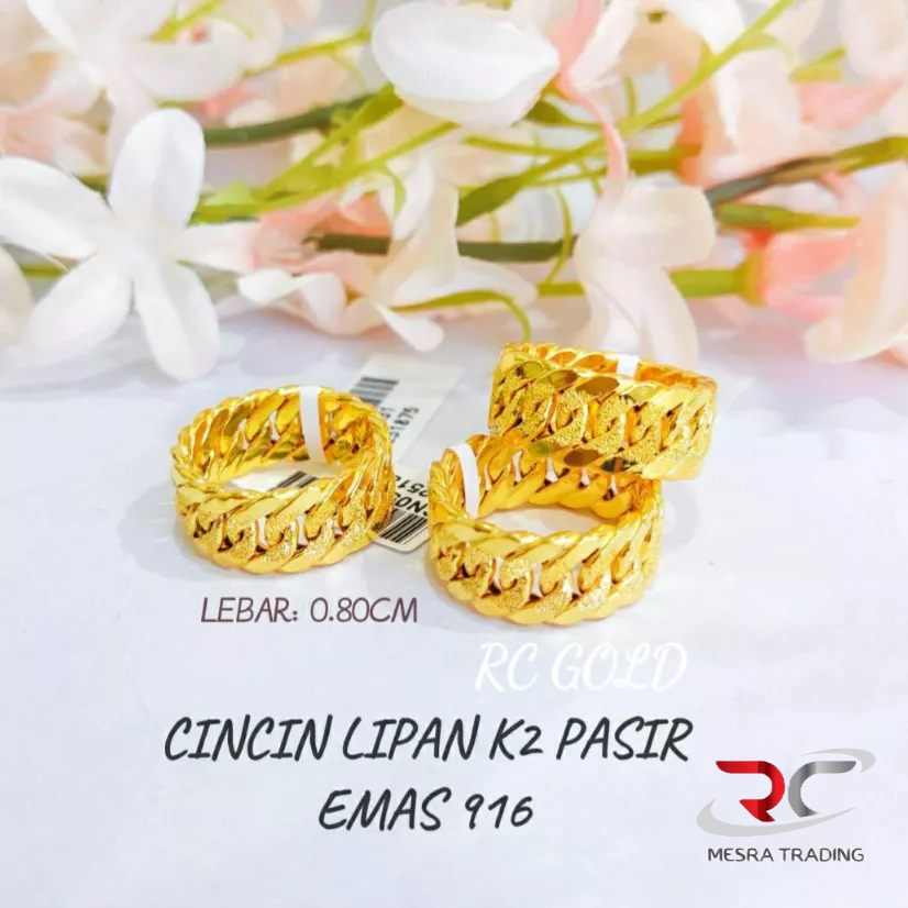CINCIN LIPAN FULL KAIT DUA PASIR TENGAH EMAS TULEN 916 CN K2 KOSONG ...
