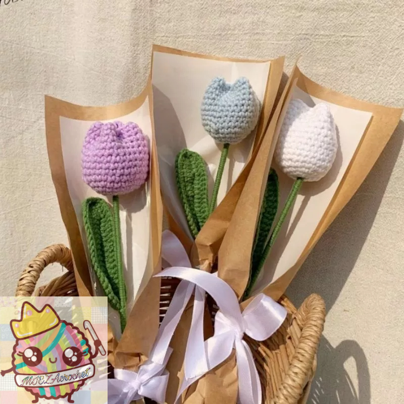 tulips bouquet crochet flower handmade graduation birthday gift ...