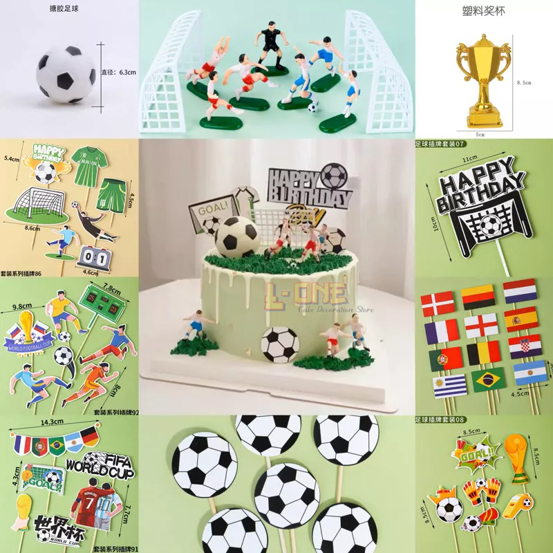 Football Cake Topper Decoration Goal Set Football Player 足球蛋糕装饰摆件 足球主题 ...