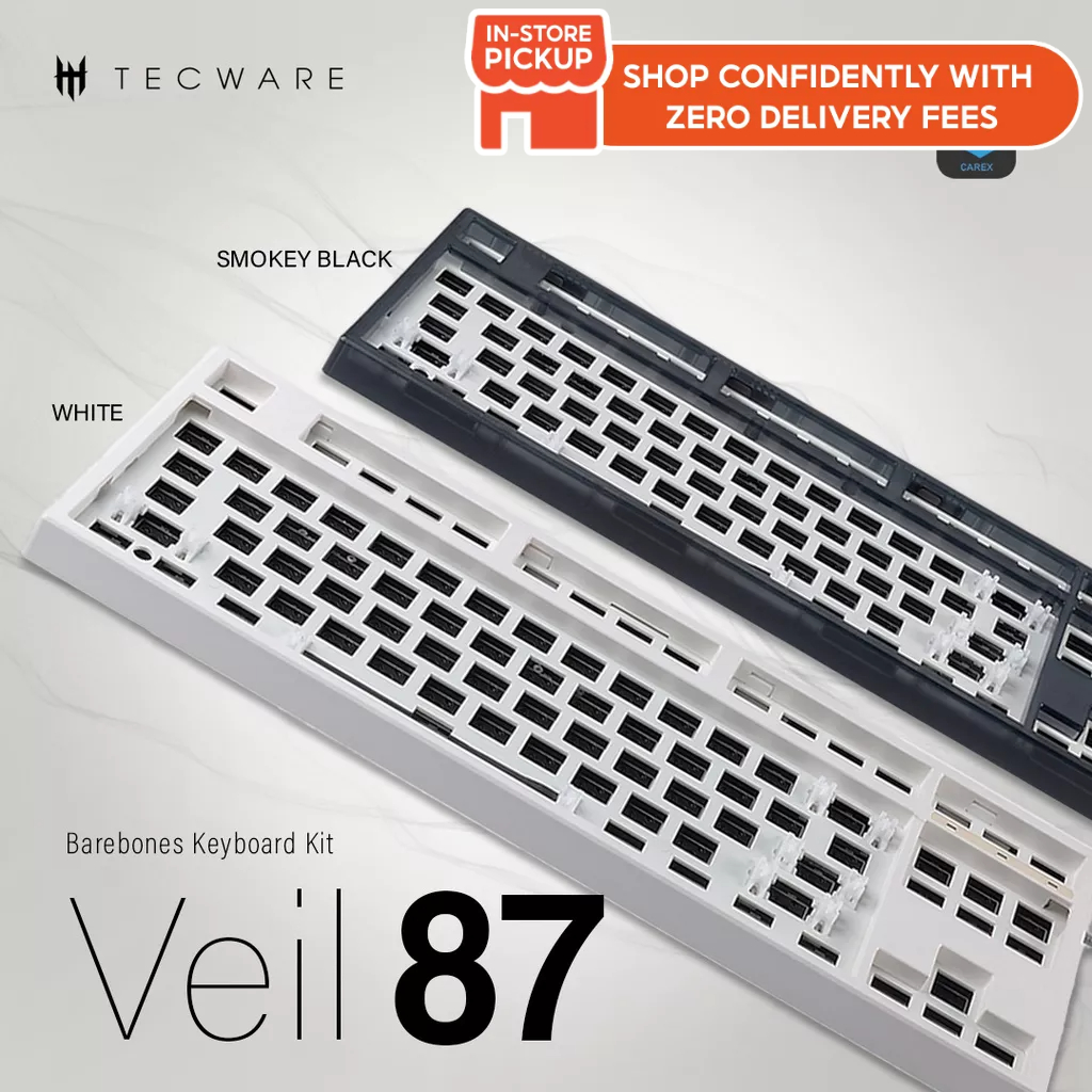 # TECWARE Veil 87 - Barebones Keyboard Kit # [SMOKEY BLACK/WHITE ...
